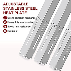 Universal Grill Heat Plates Heat Tents Heat Shields for Gas Grill, Adjustable Barbecue BBQ Grill Flame Tamers Burner Covers Heat Deflectors, Stainless Steel Gas Grill Replacement Parts, 5-Pack