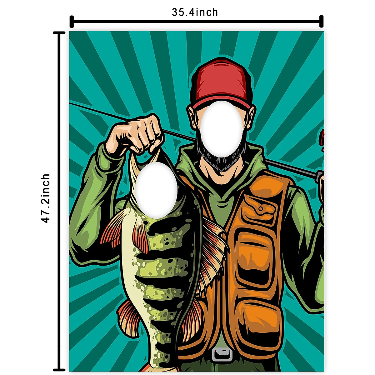 Fisherman Banner Backdrop Background Pretend Play Party Game Photo Booth Props Gone Fishing Fisher Fish Theme Decor for Kid Boy Girl 1st Birthday Baby Shower Favors Supplies Decorations, Multi