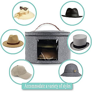Hat Box,Hat Storage Box,Stackable Round Brim Hats Organizer Bag Container for Closet,Travel Hat Boxes for Women,Collapsible Cowboy Hat Organizer,Stuffed Animal Toy Storage,FoldableTravel Cap Boxes