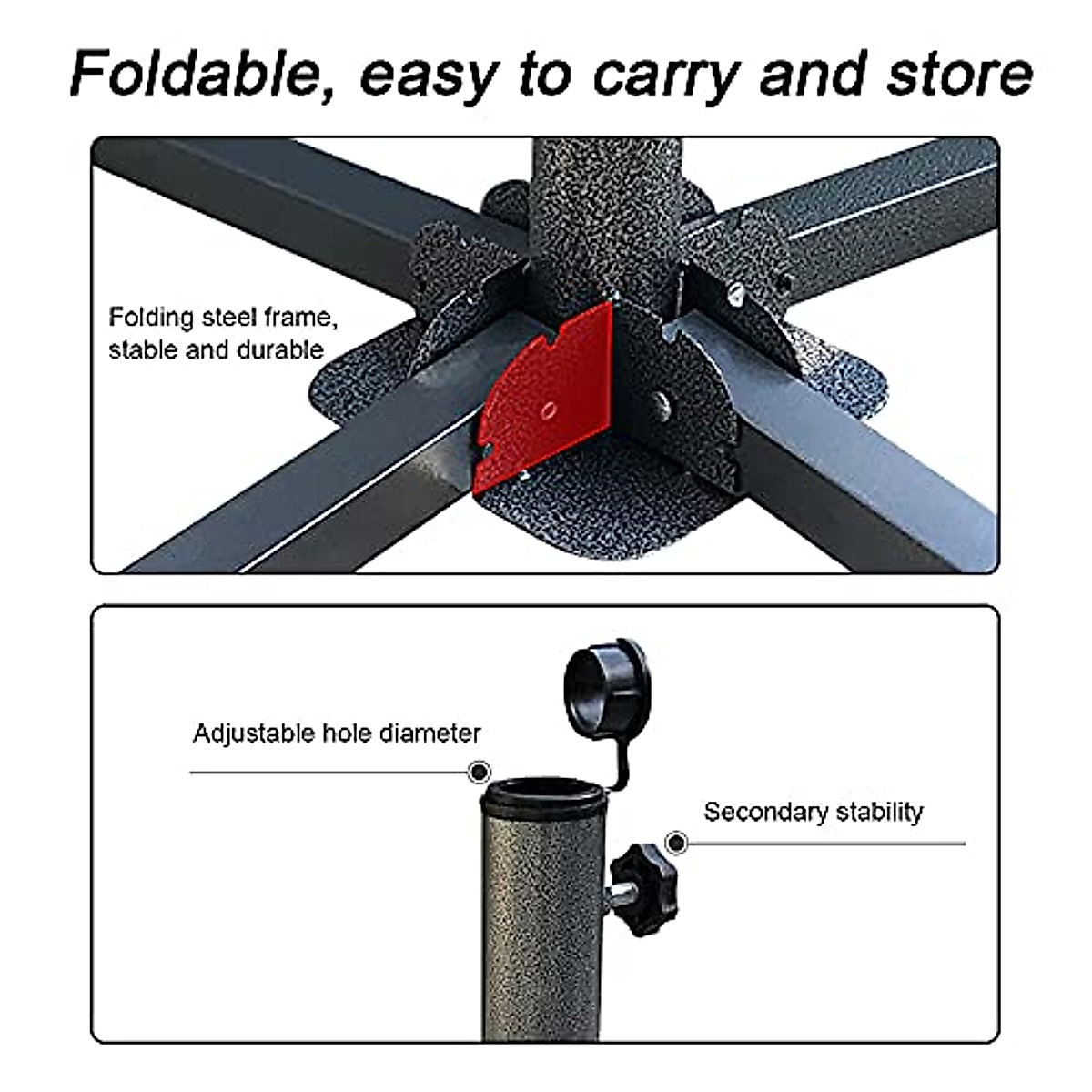 Foldable Patio Sun Shade Anchor Holder Christmas Tree Stand Adjustable Portable Beach Anchor Heavy Duty Tempered Iron Outdoor Patio Umbrella Base Holder (1)