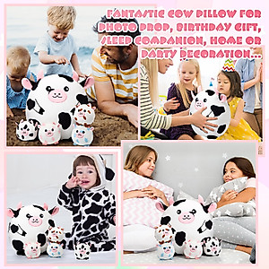 HyDren Cow Plush Pillow Set Mommy Cow Stuffed Animal with 4 Cute Small Spotted Babies Cow Stuffed Animal Plushies Toy Gifts for Boys Toddlers Kids Birthday Party Decor