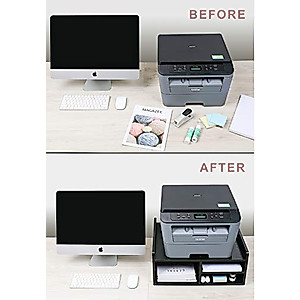 PAG Monitor Printer Stand Computer Riser with Storage Wood Desk Organizer for Home/Office, 2-Tier, Black