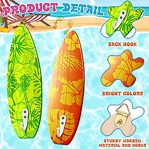 Sintuff 4 Pcs Pool Towel Hooks Wooden Ornament Hooks Hawaii Decorative Wall Hooks Towel Rack Hangers for Beach Swimming Pool Bathroom Bedroom Decoration (Hawaii Style)