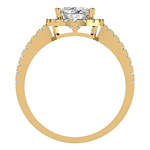 Clara Pucci 4.85 ct Oval Cut Genuine Lab Grown Diamond VS1-VS2 J-K 14K Yellow Halo Gold Bridal Wedding Engagement Designer Ring size 6.5