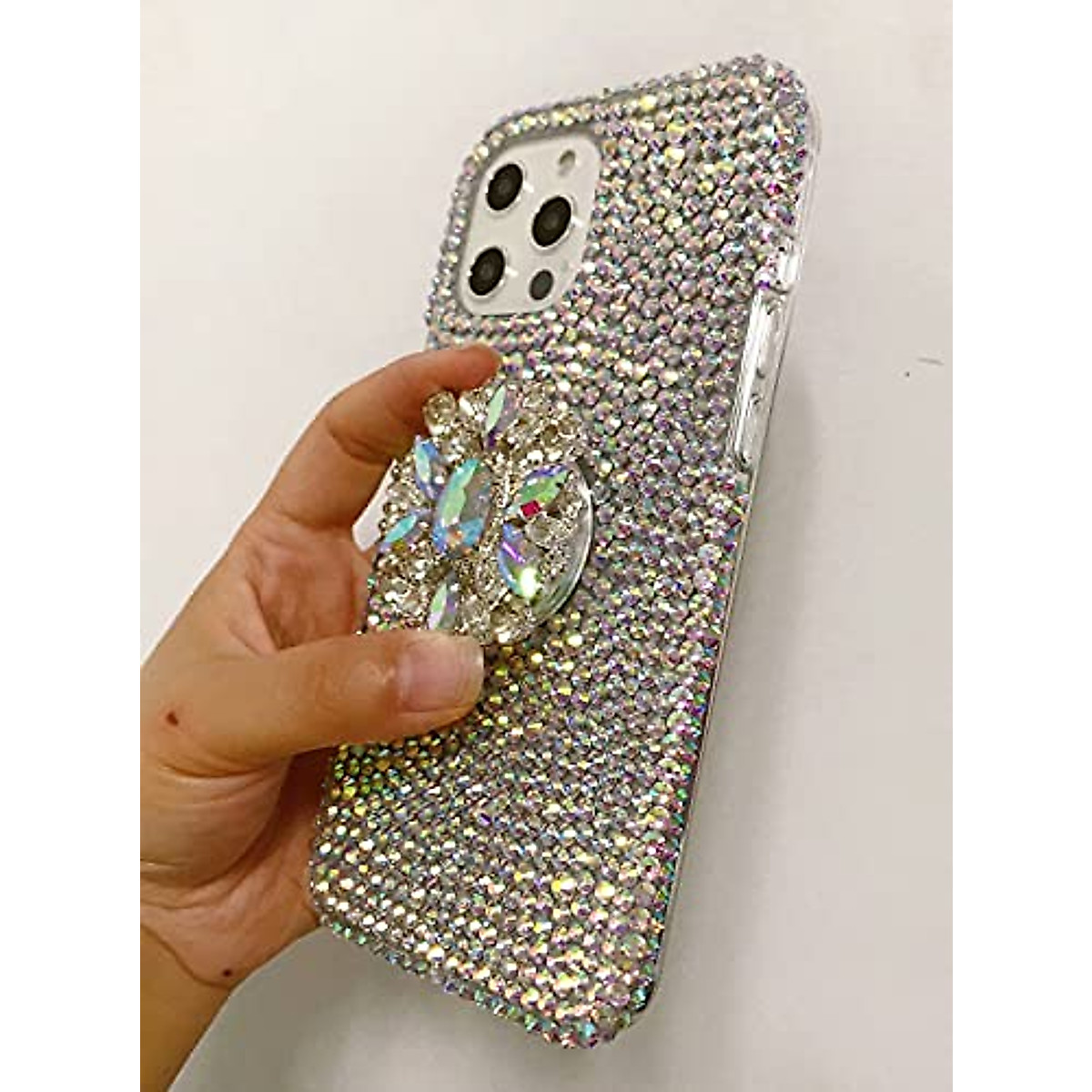 Max-ABC Compatible with Samsung Galaxy Note 10 Plus Glitter Case,3D Diamond Crystal Rhinestone Women Girls Rainbow Shiny Sparkle Bling Glitter Protective Phone Case Cover with Kickstand