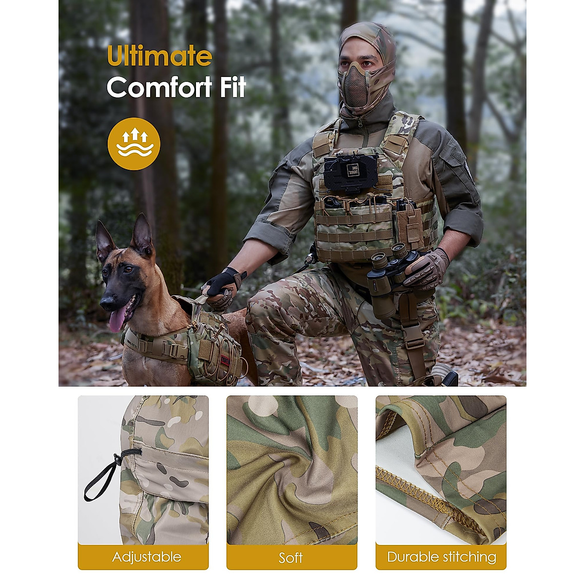 OneTigris Balaclava Mesh Mask, Ninja Tactical Mask with Full Face Protection for Outdoor