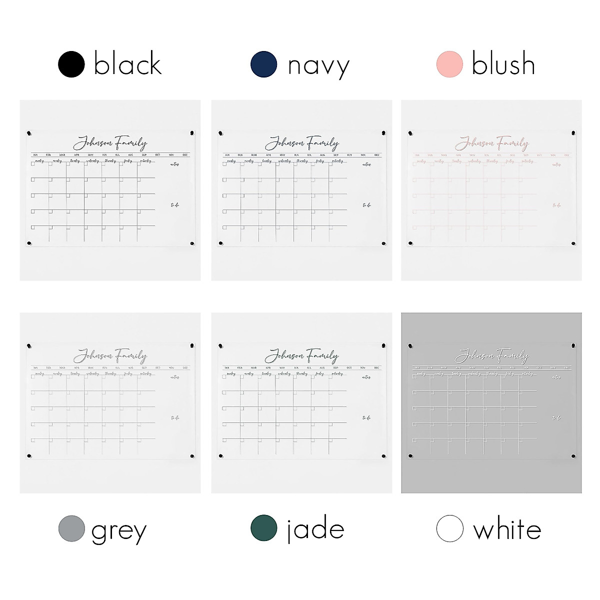 Dry Erase Acrylic Calendar for Wall, Clear Modern Calendar