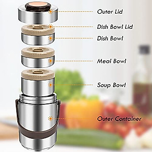 Thermos for Hot Food,3 Tier 67oz Stackable Insulated Food Jar with Lunch Bag & Spoon Fork,Leakproof Stainless Steel Meal Bento Carrier Soup Container Lunch Box for School Office Picnic Travel Outdoors