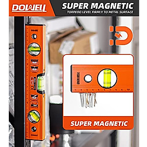 DOWELL 12 Inch Magnetic Spirit Level with Metric Scale, 3 Different Bubbles-45°/90°/180°HY030660