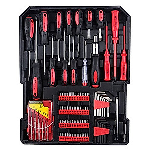 TUFFIOM Tool Box with Tools 799pcs Household Tool Set with Aluminum Trolley Case, Auto Repair Tool Kit Toolbox and Wheels