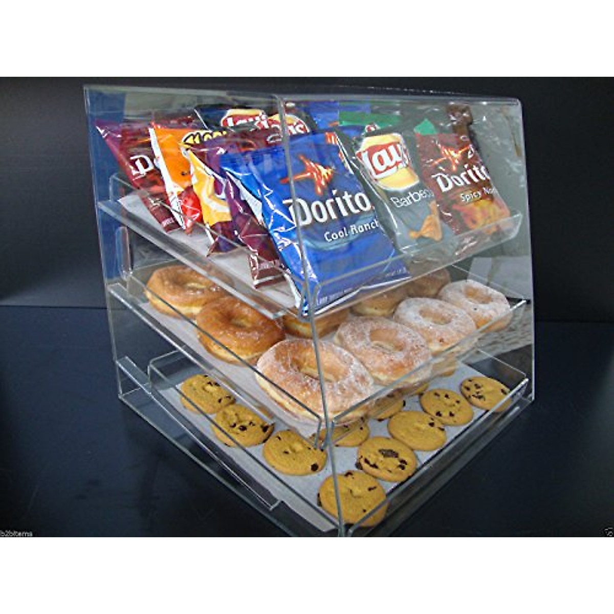 Displays2buy Acrylic Pastry Bakery Donut Bagels Cookie Display Case w/3 trays
