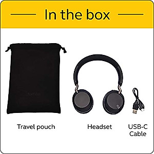 Jabra Elite 45h, Titanium Black – On-Ear Wireless Headphones with Up to 50 Hours of Battery Life, Superior Sound with Advanced 40mm Speakers – Compact, Foldable & Lightweight Design (Renewed)