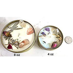 Aries Candle,Aries Gift, Zodiac Candle, Astrology Gift, Handmade Candle with Crystals, Rose Petals, Lavender Buds (8 oz)