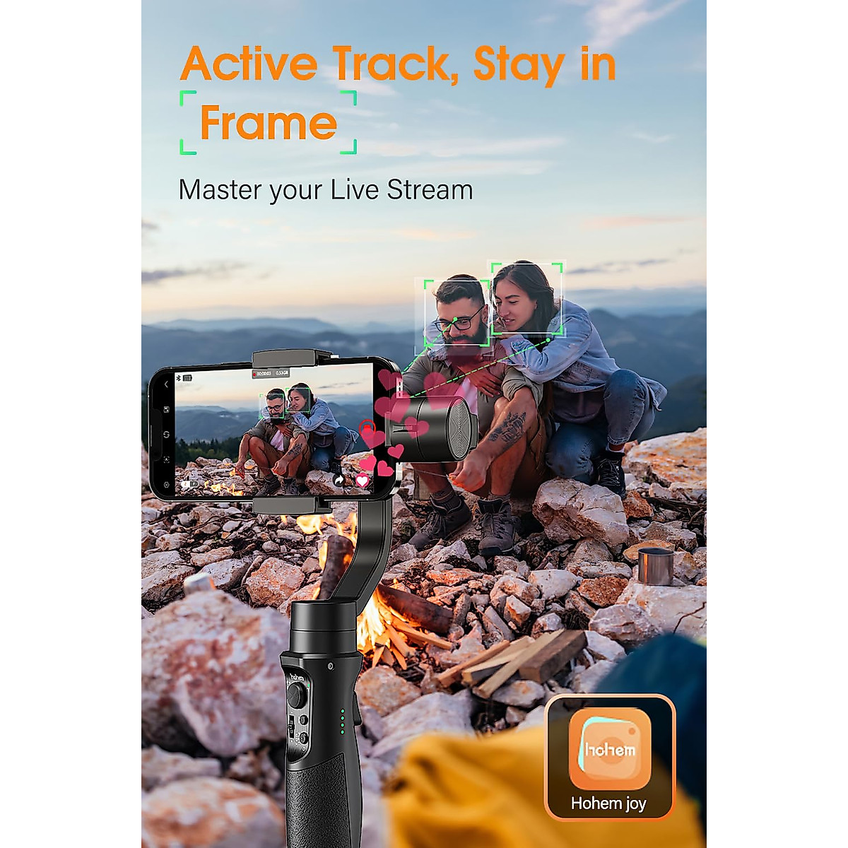 Gimbal Stabilizer for Smartphone, 3-Axis Phone Gimbal for Android and iPhone 15,14,13,12 PRO, Stabilizer for Video Recording with Face/Object Tracking, 600 °Auto Rotation - hohem iSteady Mobile Plus