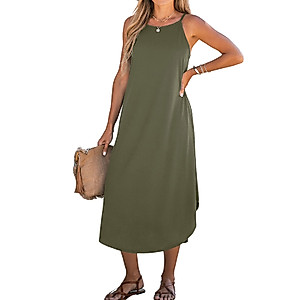 CUPSHE Women's Olive Scoop Neck Cami Dress Sleeveless Dresses Casual Summer, Medium