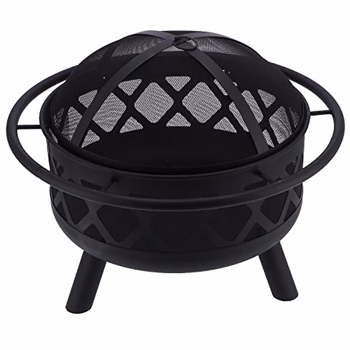 LDCHNH Round Wrought Iron Fire Pit Wood Burning Fire Pit Fireplace for Outdoor Patio Backyard Firepit