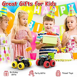 M SANMERSEN Car Toys for Toddlers 1-3, 2 Pack Monster Toys Truck 360° Rotating Stunt Cars - Push and Go Toy Cars Boys Girls Birthday Christmas Easter Gifts