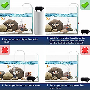 fishkeeper Aquarium Air Pump Fish Tank Aerator 2W/3W/4.5W/6W Ultra Quiet Adjustable Oxygen Pump Fish Tank Air Pump for 5-100 Gallon Tank