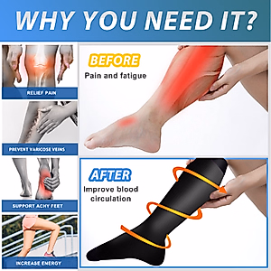 Aoliks Black Compression Socks for Women & Men 15-20 mmHg - Best Support for Nurses,Running,Hiking(S/M)