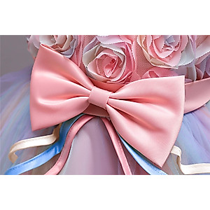 NNJXD Girl Dress Kids Ruffles Lace Party Wedding Dresses Size (110) 3-4 Years Flower 736 Pink