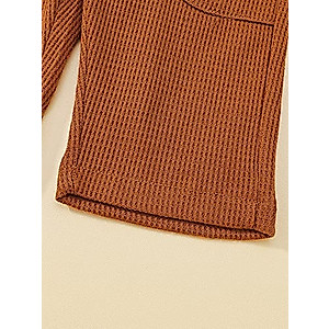 Infant Toddler Baby Girl Boy Overalls Striped Solid Waffle Bottom Pants Button Up Bodysuit Romper with Pockets (Brown , 3-4 Years )
