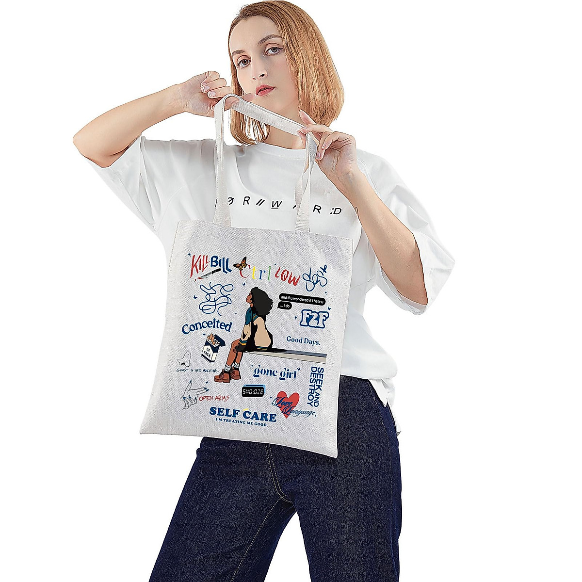 WZMPA Singer Album Tote Bag Singer Concert Gift Singer Lyric Fans Reusable Grocery Bags Singer Merchandise (Kill B Tote)