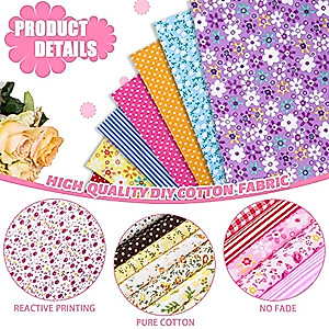 100 Pcs 8 x 8 Inch Cotton Fabric Square Patchwork Fabrics No Repeat Cotton Printed Floral Craft Quilting Fabric Craft Flower Fabric Patchwork Bundles for DIY Handmade Cloths Sewing Supplies