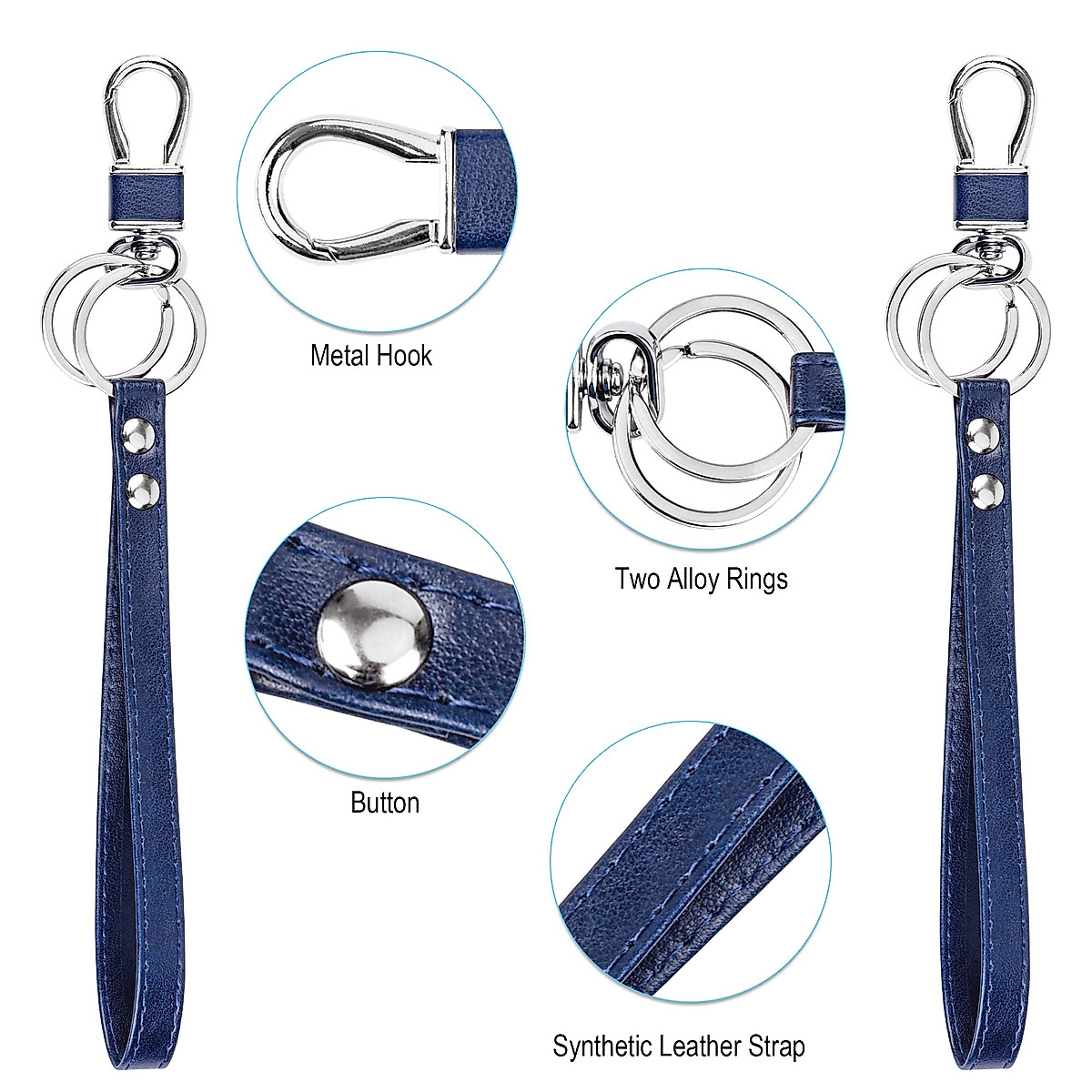 Amazon Essentials - Lanyard Keychain with Detachable Alloy Metal Rings (blue)