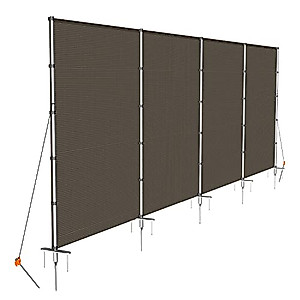 E&K Outdoor Privacy Screen Fence Freestanding Backyard Patio Privacy Pool Fencing Garden Dog Fence Removable with Stainless Steel Poles Ground Spikes Brown 6'x24'