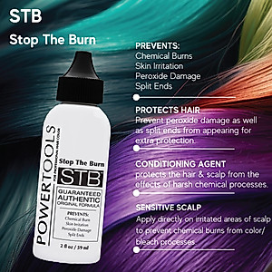 POWERTOOLS STB, The Original Stop The Burn 2 oz | Mix Directly Into Hair Color Formula To Lessen Scalp Irritation From Hair Color