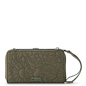 Sakroots Artist Circle Smartphone Crossbody in Eco Twill, Detachable Wristlet Strap, Quilted Olive Spirit Desert