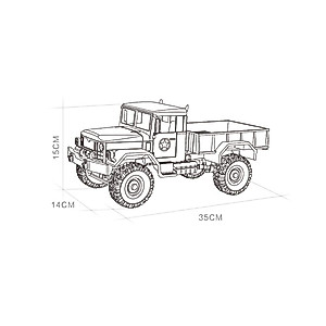 Gray 1/16 2.4G 4WD Off-Road RC Military Truck Rock Crawler Army Car (Model M35-A2)