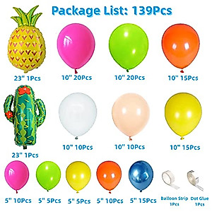 137Pcs Flamingo Tropical Balloon Garland Arch Kit- Luau Hawaiian Party Decorations with Multicolor Pineapple Cactus Foil Balloons for Encanto Fiesta Aloho Moana Themed Birthday Baby Shower Summer Beach Party