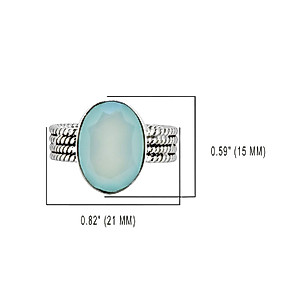 YoTreasure Aqua Chalcedony 925 Sterling Silver Braided Ring Jewelry