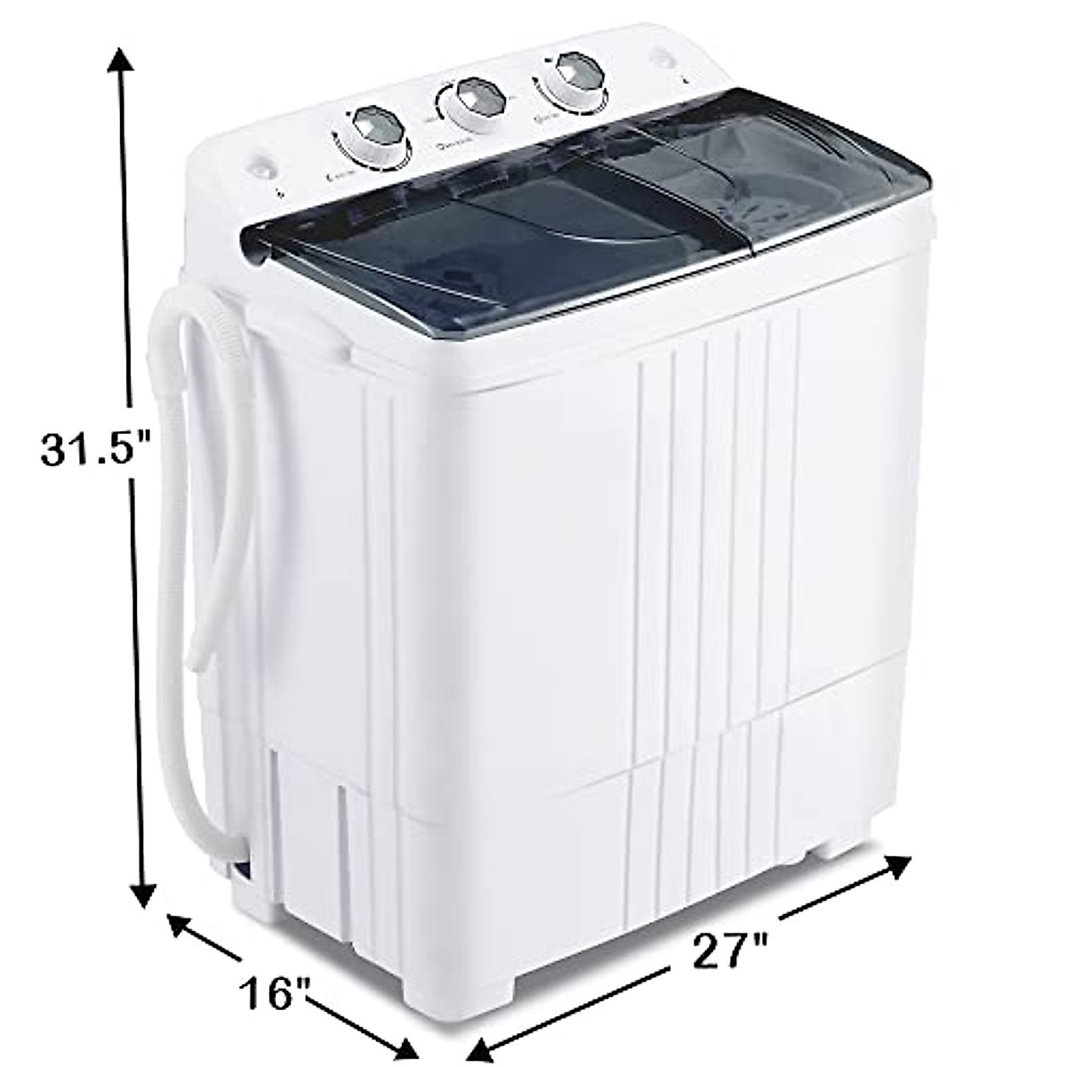 Portable Washing machine 20Lbs Capacity Mini Washer and Dryer Combo Compact Twin Tub Washing Machine Laundry Washer(12Lbs) & Spinner(8Lbs) with Built-in Gravity Drain,Low Noise for Apartment,Dorms,RV Camping, BLACK