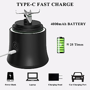 Portable Blender, MOCOPO 20 Oz Mini Personal Size Blender for Shakes and Smoothies with 6 Blades, Rechargable Blender, 4000mAh Electric Blender for Kitchen, Home, Travel, Outdoor(Black)