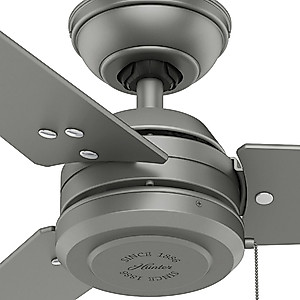 Hunter 59262 Contemporary Cassius Matte Silver Ceiling Fan, 52in (Renewed)