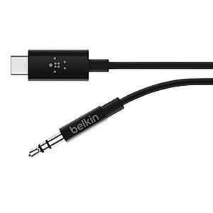 Belkin Rockstar Usb-C to Aux Cable (Usb-C to 3.5mm Audio Cable, Usb-C to Audio Cable) for Note10, Pixel3, iPad Pro and More (3ft, Black), F7U079bt03-BLK