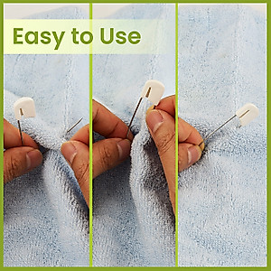 Comffy 50 PCS Diaper Pins - Stainless Steel Pins with Plastic Safety Lock, Large Nappy Pins with White Plastic Heads, 5.5cm x 1.1cm - Safety Pins for Baby Cloth Diapers