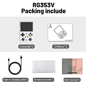 RG353V Handheld Game Console , Dual OS Android 11 and Linux System Support 5G WiFi 4.2 Bluetooth Moonlight Streaming HDMI Output Built-in 64G SD Card 4452 Games (RG353V-White)