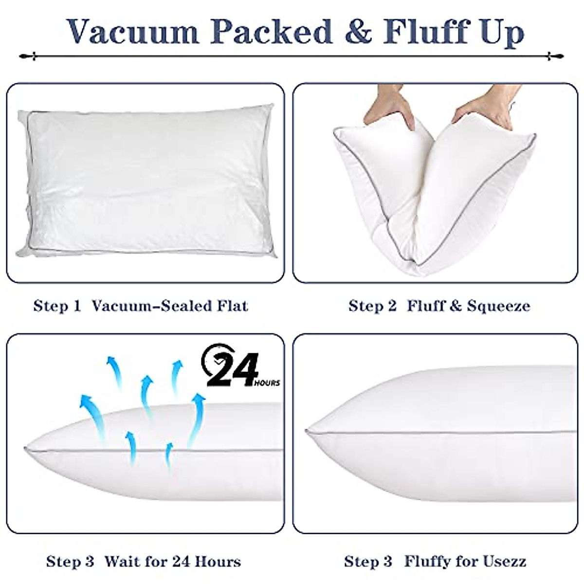 Bed Pillows for Sleeping 2 Pack - Standard Size Cooling Pillows Set of 2 for Side Back and Stomach Sleepers, Down Alternative Filling Luxury Soft Supportive Plush Pillows