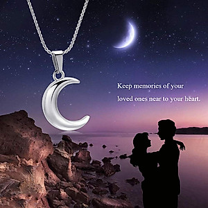 Imrsanl Cremation Jewelry for Ashes Moon Urn Necklace Stainless Steel Memorial Lockets Keepsakes Jewelry for Ashes Pendant - Fill kit (Silver)