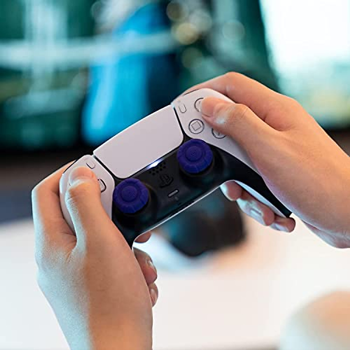 GeekShare Thumb Grip Caps for Playstation 5 Controller, Thumbsticks Cover Set Compatible with Switch Pro Controller and PS4 PS5 Controller, 3 Pairs / 6 Pcs (Purple)