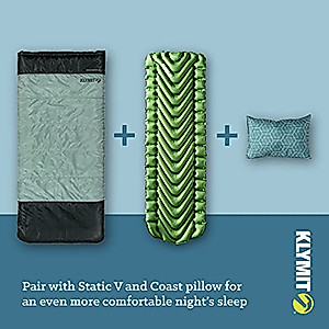 Klymit Wild Aspen Lightweight Rectangle Sleeping Bag, 20°F Sleeping Bag for Camping, Hiking, and Backpacking in Cold Weather, Green