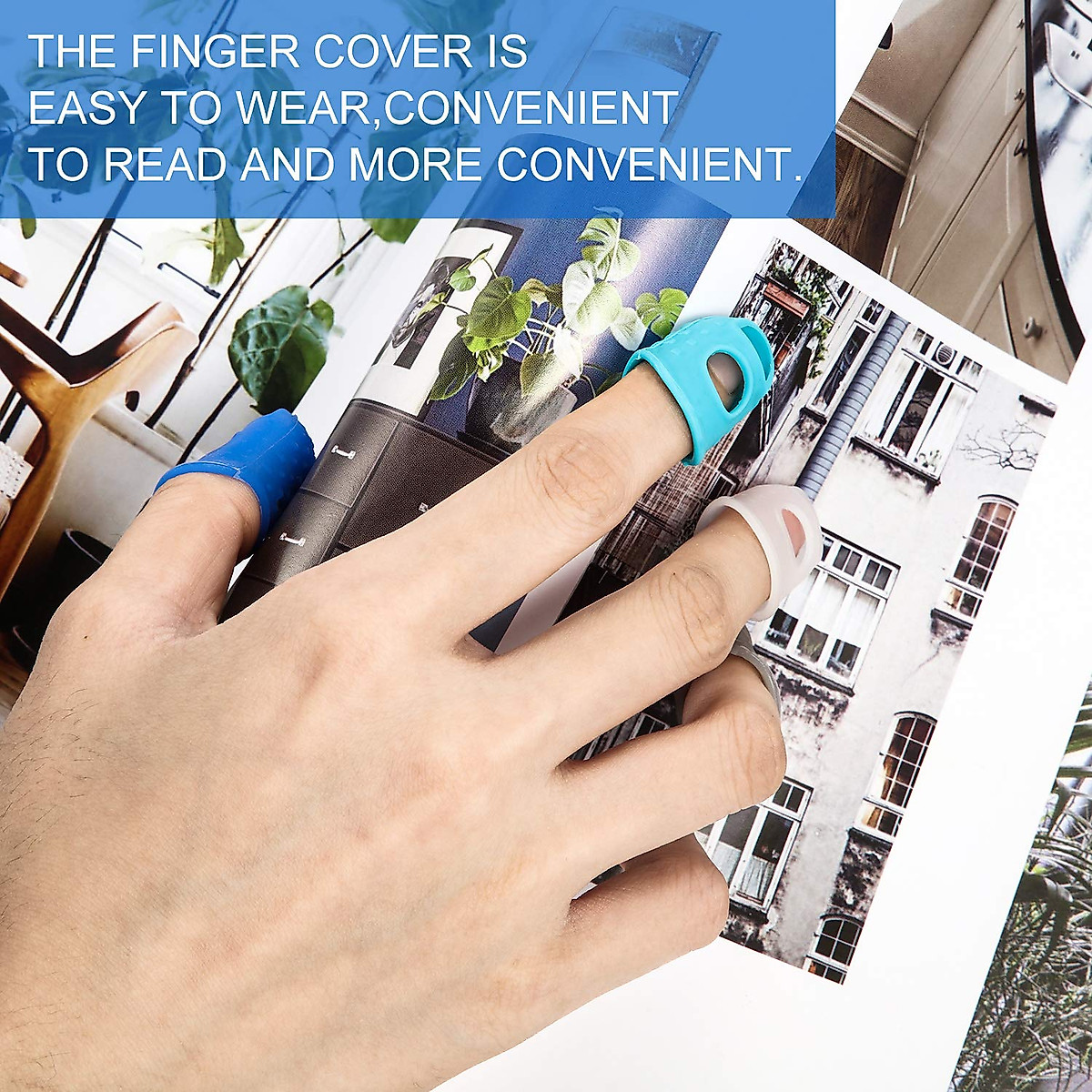 24 Pieces Rubber Fingers Tips Guard with 3 Sizes (S/M/L) Finger Protector Covers Caps for Paperwork, Cutting, Wax Carving, Guitar Playing and Office Supplies Tasks