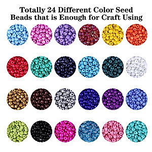 Efivs Arts 5000pcs Seed Beads 24 Colors 6/0 4mm Round Loose Pony Beads Waist Craft Beads Kit Rainbow Beads DIY Crafting