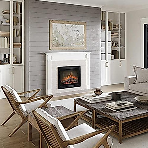 MANTELSDIRECT White 52 Inch x 41 Inch Wood Fireplace Mantel Surround Kit with Shelf and Trim | Klamath from Mantels Direct - Poplar Wooden Chimney Mantel Surround with Shelf