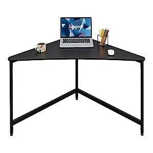 SAYGOER Industrial Corner Desk Triangle Computer Desk for Small Spaces Home Office Workstation Laptop Gaming Table Study Writing Student Desk, Black