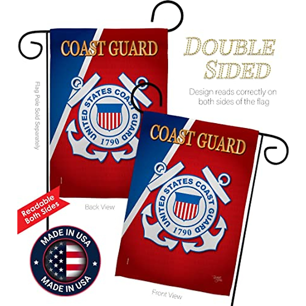 Breeze Decor US Coast Guard Garden Flag USCG Semper Paratus Armed Forces Officially Licensed United State American Military Veteran Retire Decorative, 13"x 18.5", Thick Fabric