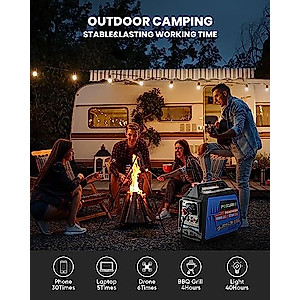 POXURIO Portable Inverter Generator, DK4000iSA, 4000W Gas Powered Generator, Super Quiet Generator, Eco-Mode/RV Ready/Lightweight/EPA Compliant/Carb for Outdoor Camping, Home, Dining Truck, Travel